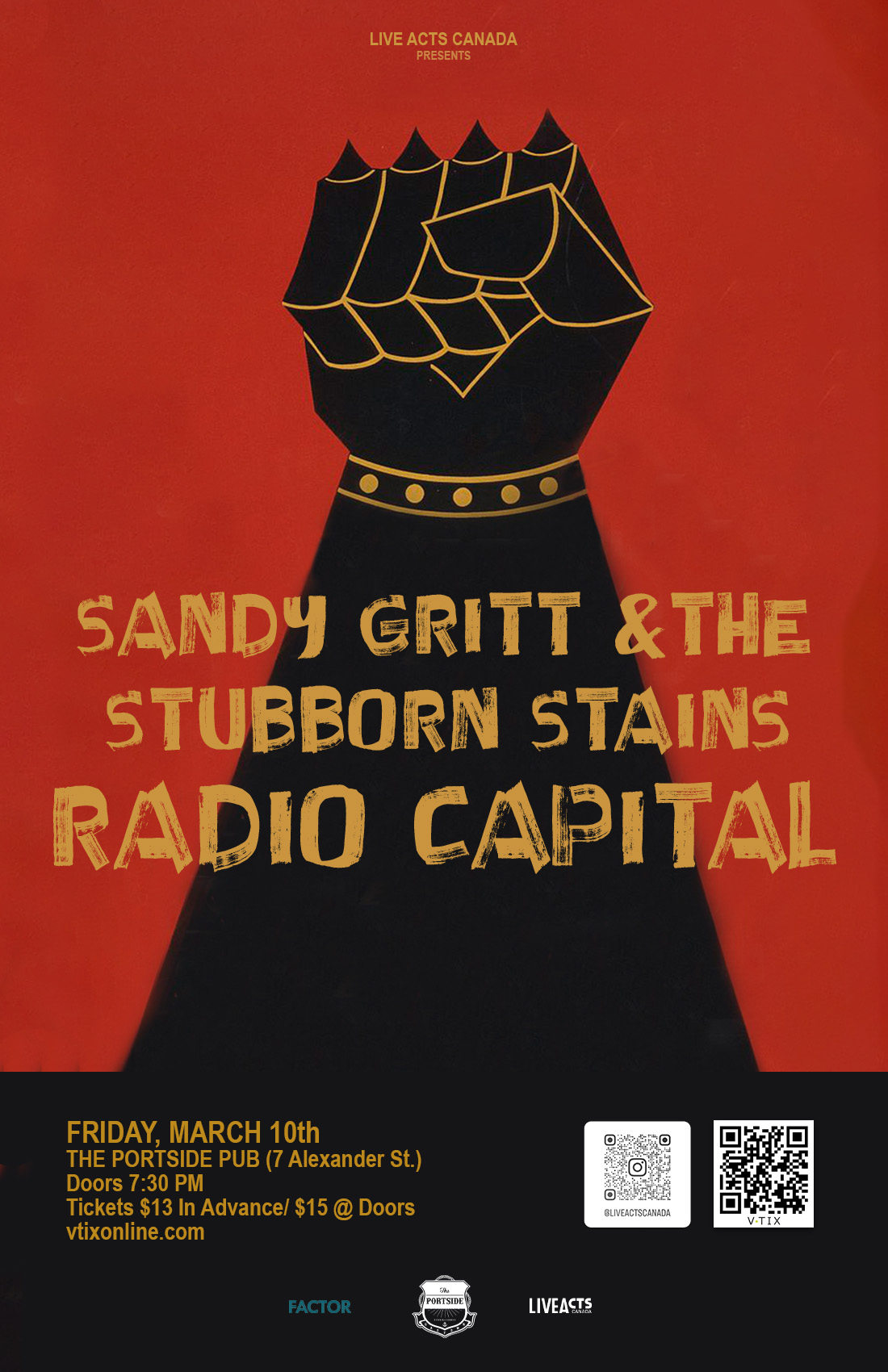 Sandy Gritt And The Stubborn Stains With Special Guests Radio Capital Tickets Vtix Online
